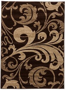 well woven ruby leslie fleur de lis geometric runner area rug 2′ x 7′, brown