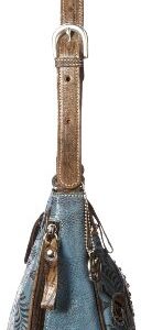 American West Annie's Secret Hobo Bag, Distressed Charcoal/Denim Blue, One Size