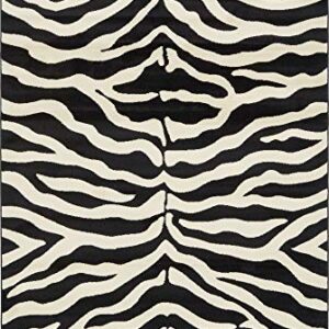 Unique Loom Wildlife Collection Animal Inspired with Zebra Design Area Rug, 6 x 9 ft, Black/Ivory