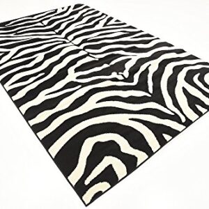 Unique Loom Wildlife Collection Animal Inspired with Zebra Design Area Rug, 6 x 9 ft, Black/Ivory