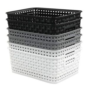 eagrye 6-pack 10.4-inch x 7.6-inch x 4.05-inch plastic storage basket, woven basket bin