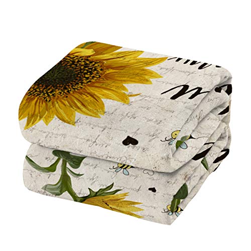 Plush Throw Blanket 40x50 inches Rustic Sunflower Bed Blanket Soft Warm Blankets for All Seasons, Lightweight Travelling Camping Throw Size for Kids Adults, You are My Sunshine