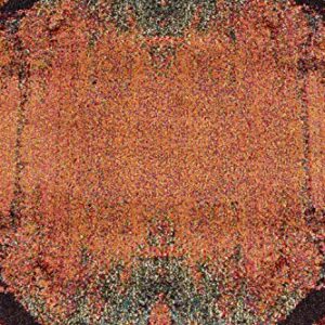 Unique Loom Estrella Collection Rustic, Distressed, Modern, Abstract Area Rug, 6 ft, Orange/Black