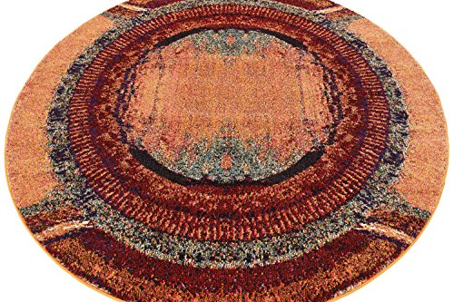 Unique Loom Estrella Collection Rustic, Distressed, Modern, Abstract Area Rug, 6 ft, Orange/Black