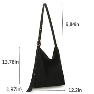 Canvas Crossbody Bag Casual Handbags Work Travel Bag Hobo Bag Shoulder Tote Purse Shopping Bag For Women Girls（Black）