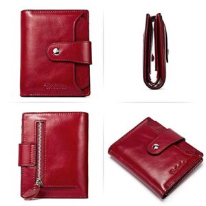 BOSTANTEN Women Leather Wallet RFID Blocking Small Bifold Zipper Pocket Wallet Card Case Purse with ID Window