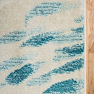 Unique Loom Positano Collection Coastal Modern Bright Colors Fish Beige Area Rug (5' x 8')