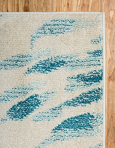 Unique Loom Positano Collection Coastal Modern Bright Colors Fish Beige Area Rug (5' x 8')