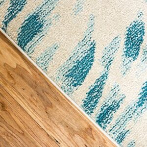 Unique Loom Positano Collection Coastal Modern Bright Colors Fish Beige Area Rug (5' x 8')