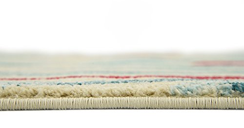 Unique Loom Positano Collection Coastal Modern Bright Colors Fish Beige Area Rug (5' x 8')