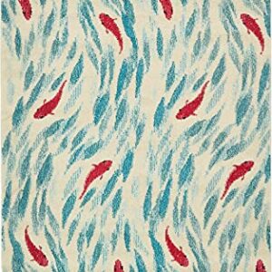 Unique Loom Positano Collection Coastal Modern Bright Colors Fish Beige Area Rug (5' x 8')