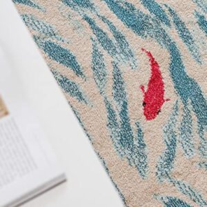 Unique Loom Positano Collection Coastal Modern Bright Colors Fish Beige Area Rug (5' x 8')