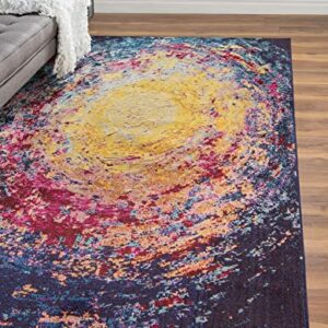 Unique Loom Estrella Collection Abstract, Gradient, Modern, Sunburst, Distressed Area Rug, 6 x 9 ft, Multi/Navy Blue