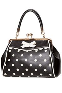 dancing days crazy little thing vintage bag 50s rockabilly polka top handle handbag – black & white