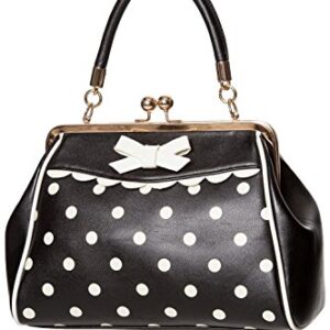 Dancing Days Crazy Little Thing Vintage Bag 50s Rockabilly Polka Top Handle Handbag - Black & White