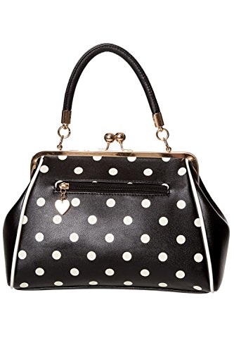 Dancing Days Crazy Little Thing Vintage Bag 50s Rockabilly Polka Top Handle Handbag - Black & White