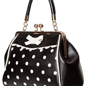 Dancing Days Crazy Little Thing Vintage Bag 50s Rockabilly Polka Top Handle Handbag - Black & White