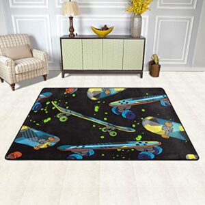 jiayangzi skateboard pattern area rug non slip home decor mat easy clean fiber kitchen rugs indoor carpet for living room bedroom kids room nursery floor multi colored accent rug 36 x 24 in