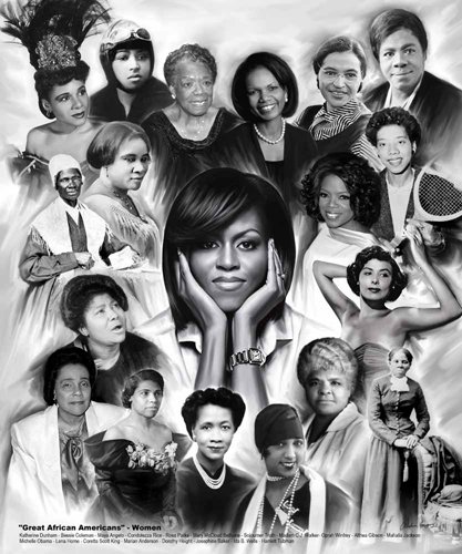 Great African American Women by Wishum Gregory, Obama Rice Parks Winfrey (20x24)