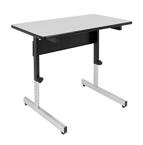 Calico Designs Adapta Height Adjustable Office Desk, All-Purpose Utility Table, Sit to Stand up Home Computer Desk, 23" - 32" in Powder Coated Black Frame and 1" Thick Grey Top, 36 Inch