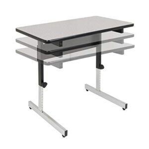 Calico Designs Adapta Height Adjustable Office Desk, All-Purpose Utility Table, Sit to Stand up Home Computer Desk, 23" - 32" in Powder Coated Black Frame and 1" Thick Grey Top, 36 Inch