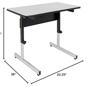 Calico Designs Adapta Height Adjustable Office Desk, All-Purpose Utility Table, Sit to Stand up Home Computer Desk, 23" - 32" in Powder Coated Black Frame and 1" Thick Grey Top, 36 Inch