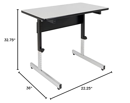 Calico Designs Adapta Height Adjustable Office Desk, All-Purpose Utility Table, Sit to Stand up Home Computer Desk, 23" - 32" in Powder Coated Black Frame and 1" Thick Grey Top, 36 Inch