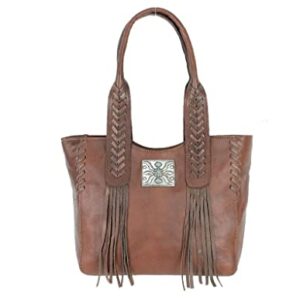 American West Mohave Canyon Small Leather Zip Top Tote (Brown)