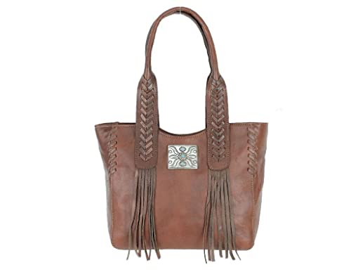 American West Mohave Canyon Small Leather Zip Top Tote (Brown)