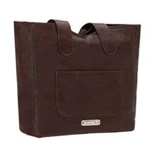 American West Mohave Canyon Small Leather Zip Top Tote (Brown)