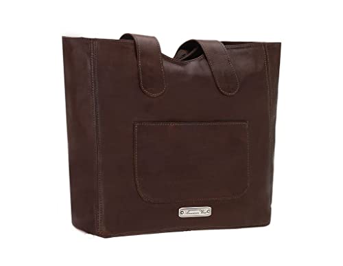 American West Mohave Canyon Small Leather Zip Top Tote (Brown)