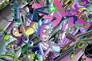 buyartforless poster rick and morty chaos 36×24 animated cartoon tv art print poster, multicolor