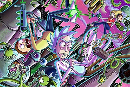 Buyartforless POSTER Rick and Morty Chaos 36x24 Animated Cartoon TV Art Print Poster, Multicolor