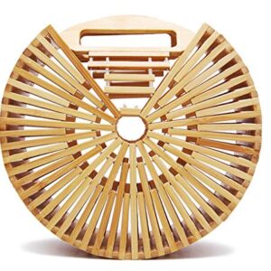 Fashion Bamboo Handbag Handmade Woven Beach bag for Womens (Bamboo)