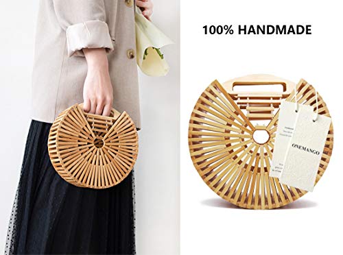 Fashion Bamboo Handbag Handmade Woven Beach bag for Womens (Bamboo)