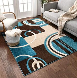 well woven ruby galaxy waves modern 60016 area rug, blue, 5’3″ x 7’1″