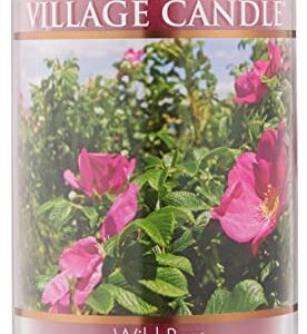 Village Candle Wild Rose Large Tumbler Jar Candle, 19 Oz, Traditions Collection, Pink