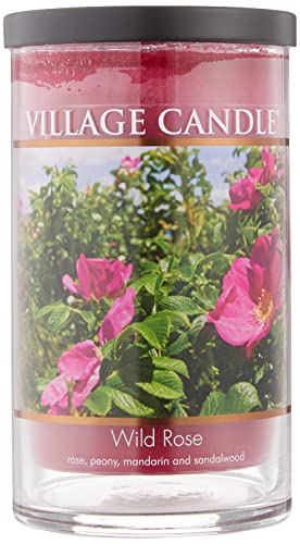 Village Candle Wild Rose Large Tumbler Jar Candle, 19 Oz, Traditions Collection, Pink