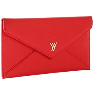 ybonne women’s long wallet rfid blocking envelope purse, made of saffiano leather (red)