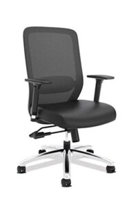 hon exposure task mesh high-back computer chair with leather seat for office desk, black (hvl721)