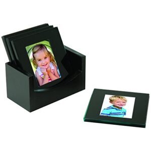 black glass photo coasters – set of 4