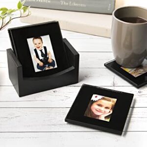 Black Glass Photo Coasters - Set of 4