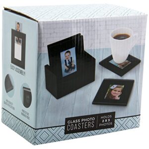 Black Glass Photo Coasters - Set of 4