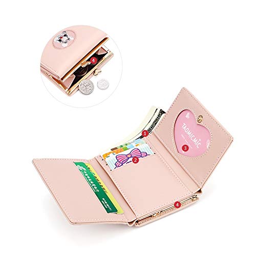 JIUFENG Women's Short Wallet Multi Purpose Purses Animal Embroidered Billfold Credit Card Holder Coin Pouches (Black)