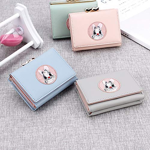 JIUFENG Women's Short Wallet Multi Purpose Purses Animal Embroidered Billfold Credit Card Holder Coin Pouches (Black)