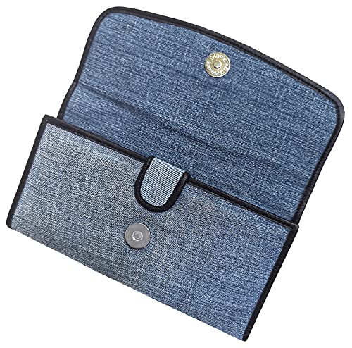 Bijoux De Ja Upcycling Blue Denim Large Capacity Money Flap Roomy Long Wallet Purse Clutch for Women BMW014