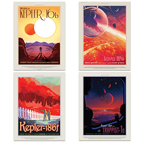 NASA Space Grand Tour Travel Exploration Exoplanet Art Print Poster Home Decor Premium Pack of 17 - includes Custom 50th Anniversary Apollo 11 Moon Landing Print