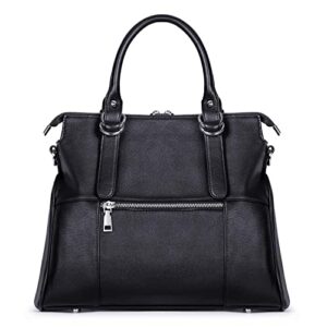 IBFUN Handbags for Women PU Leather Satchel Purse Ladies Shoulder Bags Top Handle Tote Black