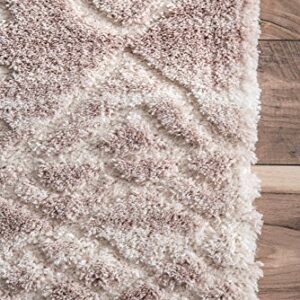 nuLOOM Vinita Moroccan Diamonds Shag Area Rug, 4' x 6', Light Beige