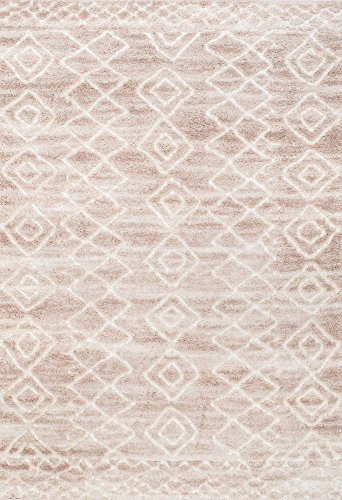 nuLOOM Vinita Moroccan Diamonds Shag Area Rug, 4' x 6', Light Beige